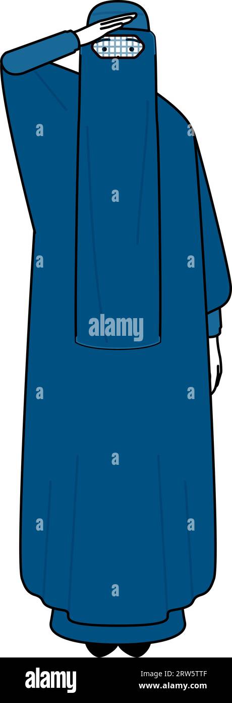 Muslim woman in burqa looking into the distance, Vector Illustration ...