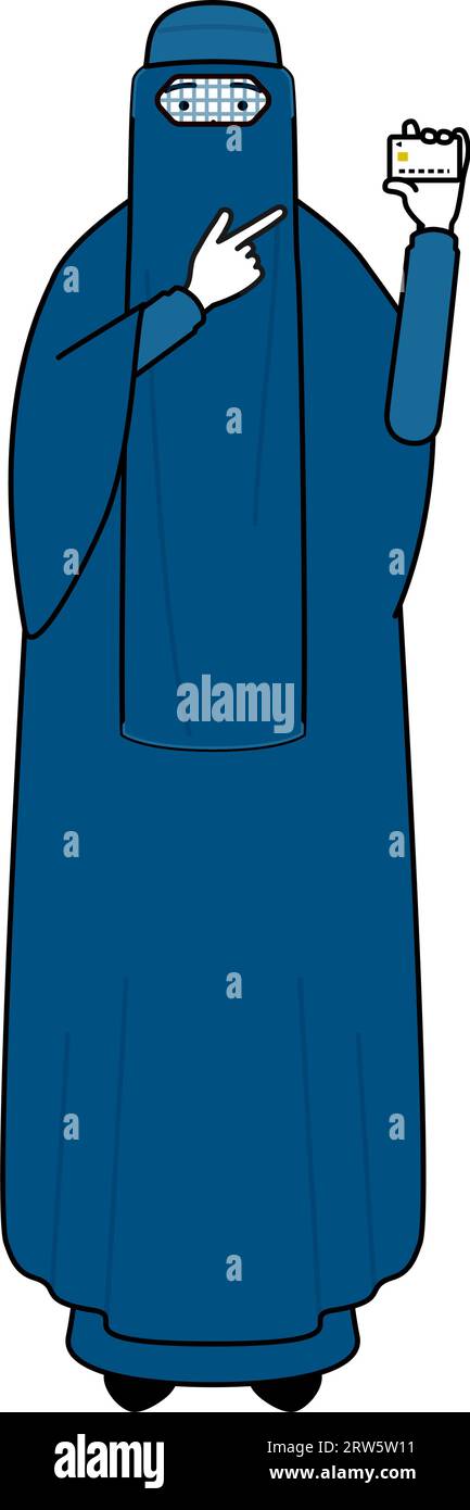 Muslim woman in burqa recommending credit card payment, Vector ...