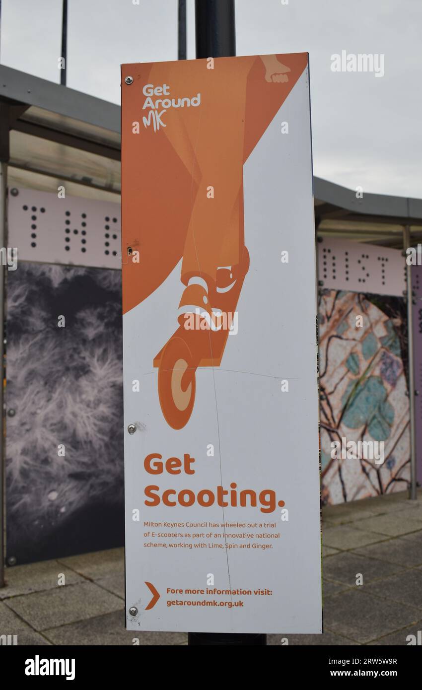 Advert for eScooters at Milton Keynes station Stock Photo - Alamy
