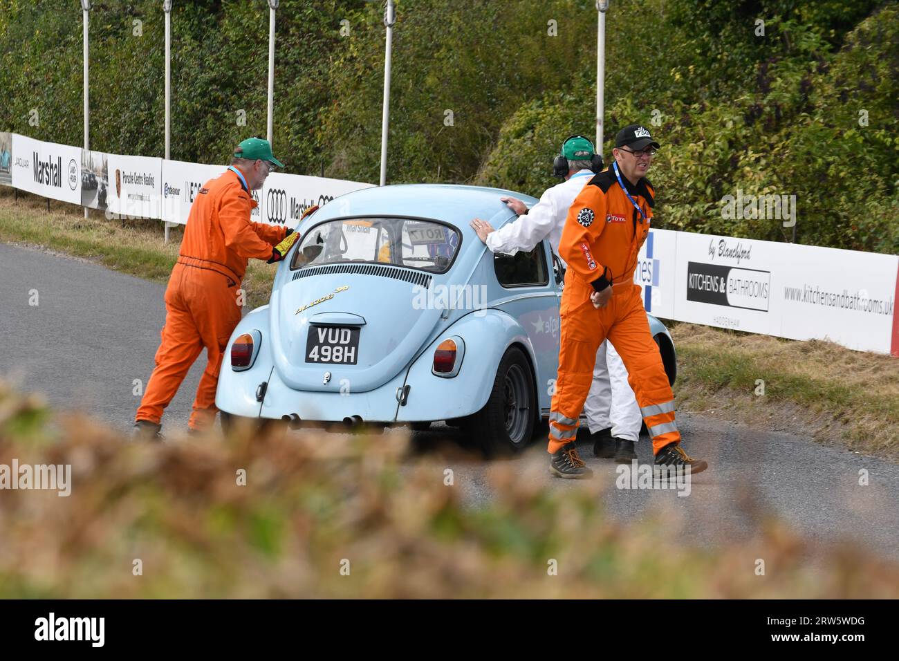 Broken down VW Beetle car at Kop Hill Climb 2023. Classic motorsport ...
