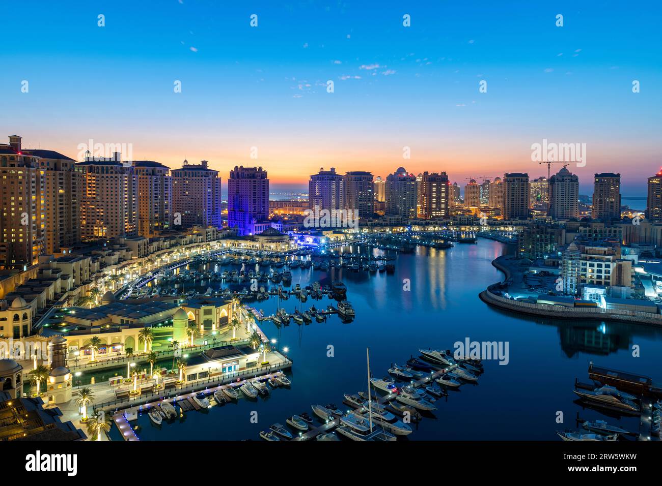 Pearl Qatar an artificial island in Qatar. View of the Marina and ...