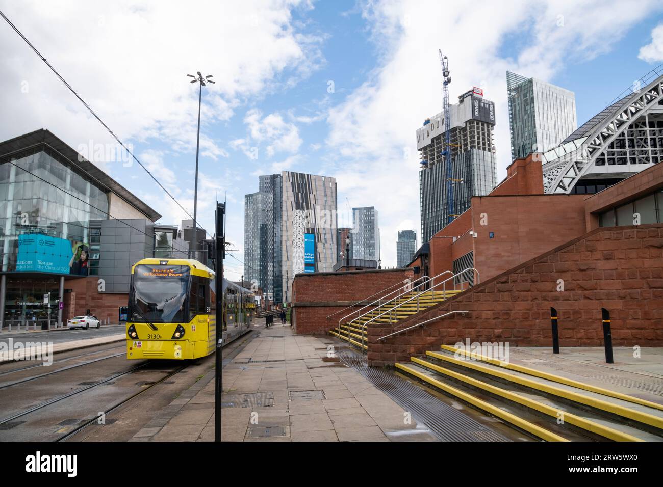 Metrolink tram beside Manchester Central in the city of Manchester ...
