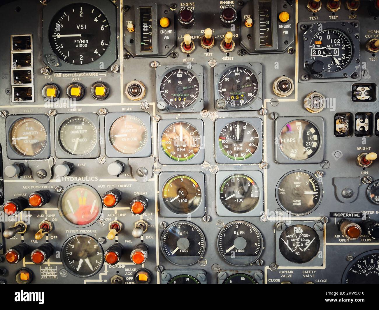 Close up shot of the control panel in a plane cockpit Stock Photo - Alamy