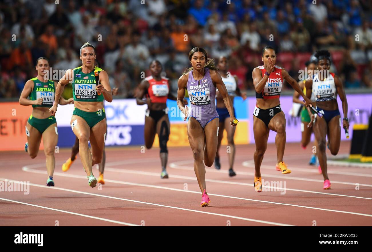 Imani Lansiquot of GB & NI competing in the women’s 4x100m heats on day ...