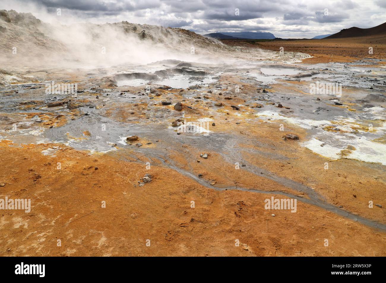 Myvatn geothermal area with its numerous hot springs in the Krafla ...