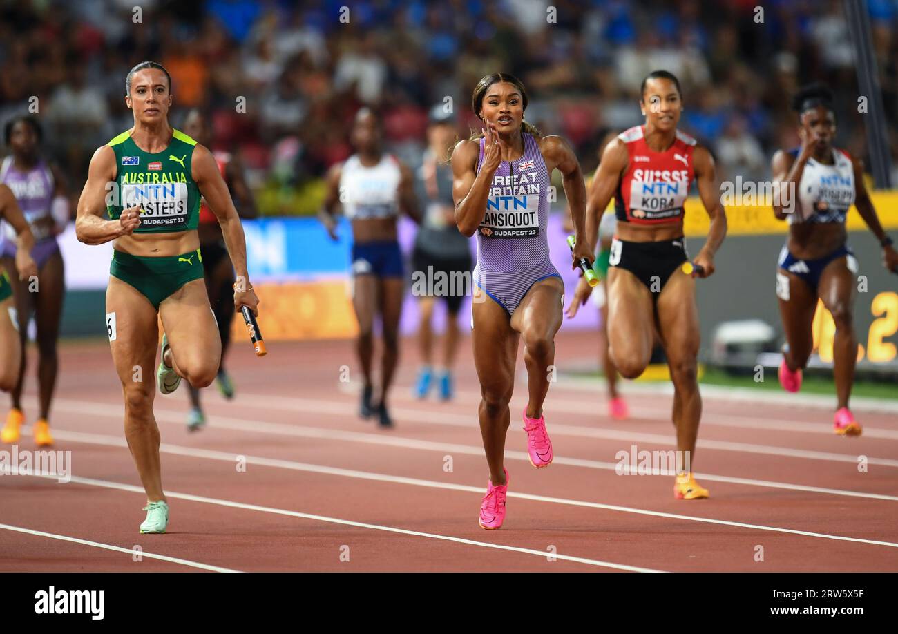 Imani Lansiquot of GB & NI competing in the women’s 4x100m heats on day ...