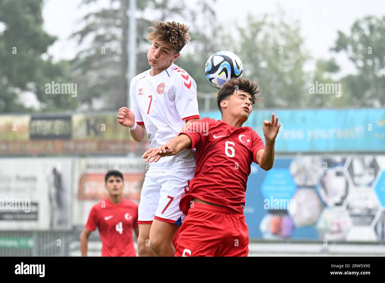 Sint Niklaas, Belgium. 17th Sep, 2023. Jacob Ambaek of Denmark battles ...