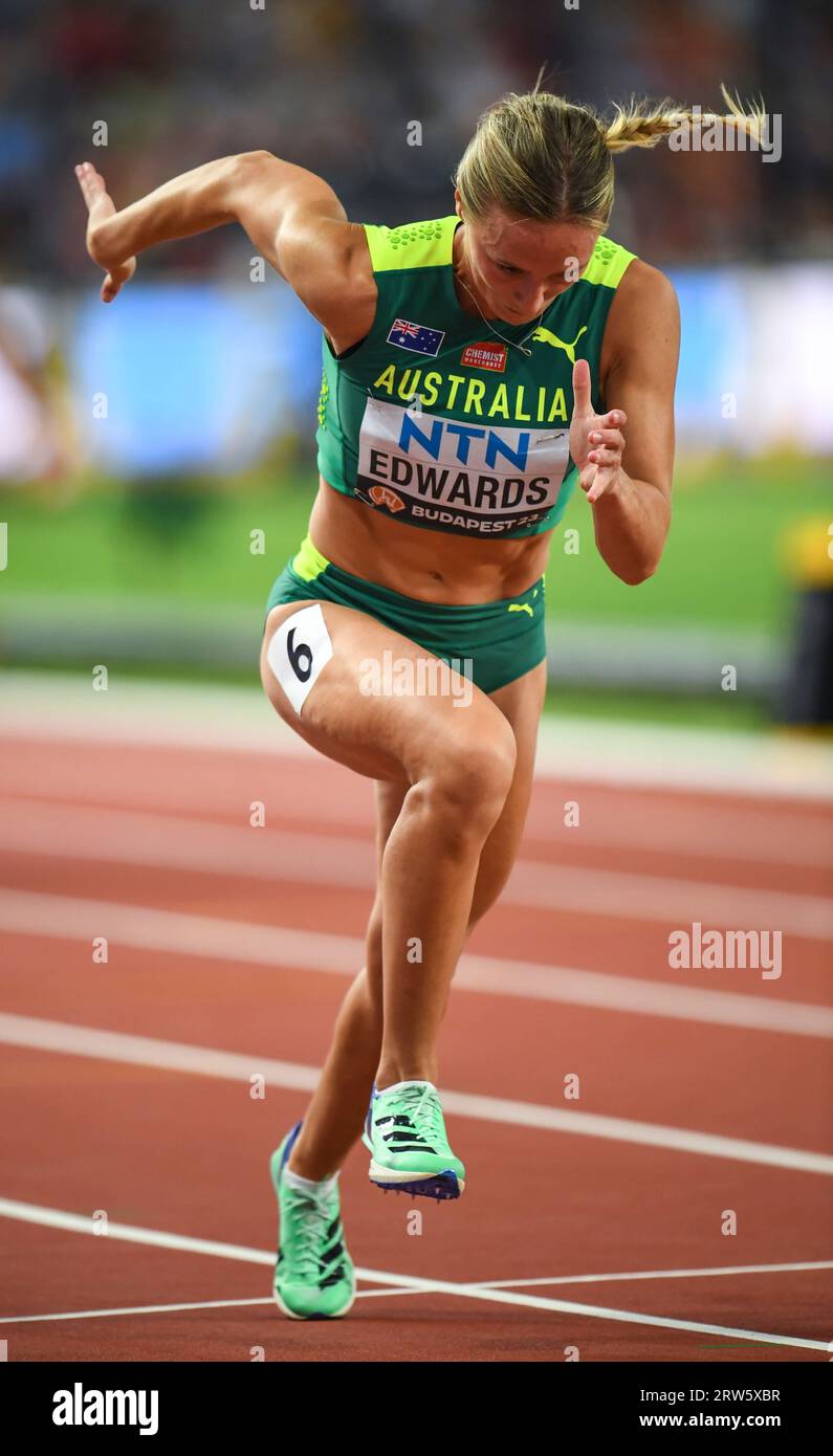 Kristie Edwards of Australia competing in the women’s 4x100m heats on ...