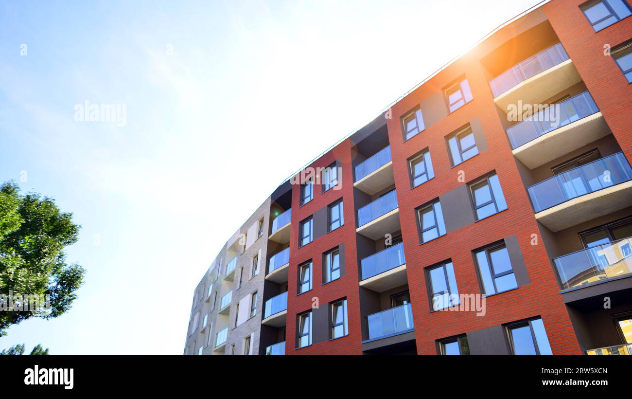 Modern apartment building in a residential area of a city. Contemporary ...