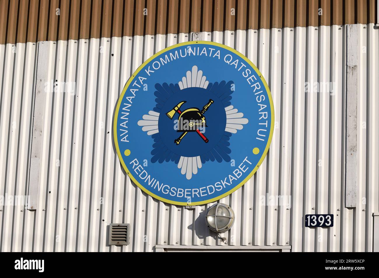 Symbol of the fire brigade of the small town Uummannaq, Greenland ...