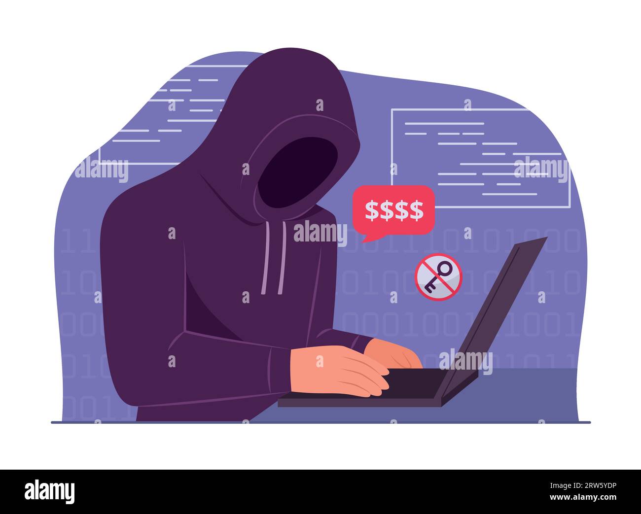 Hacker Hacking Laptop For Cyber Crime Concept Illustration Stock Vector Image And Art Alamy