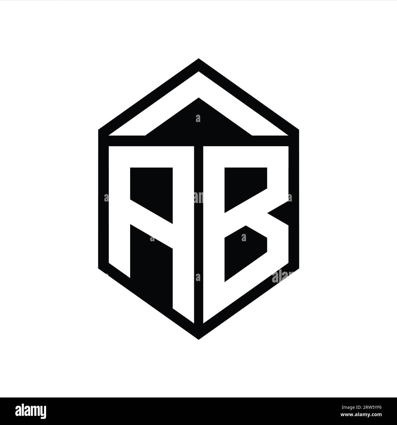 AB Letter Logo monogram simple hexagon shield shape isolated style ...