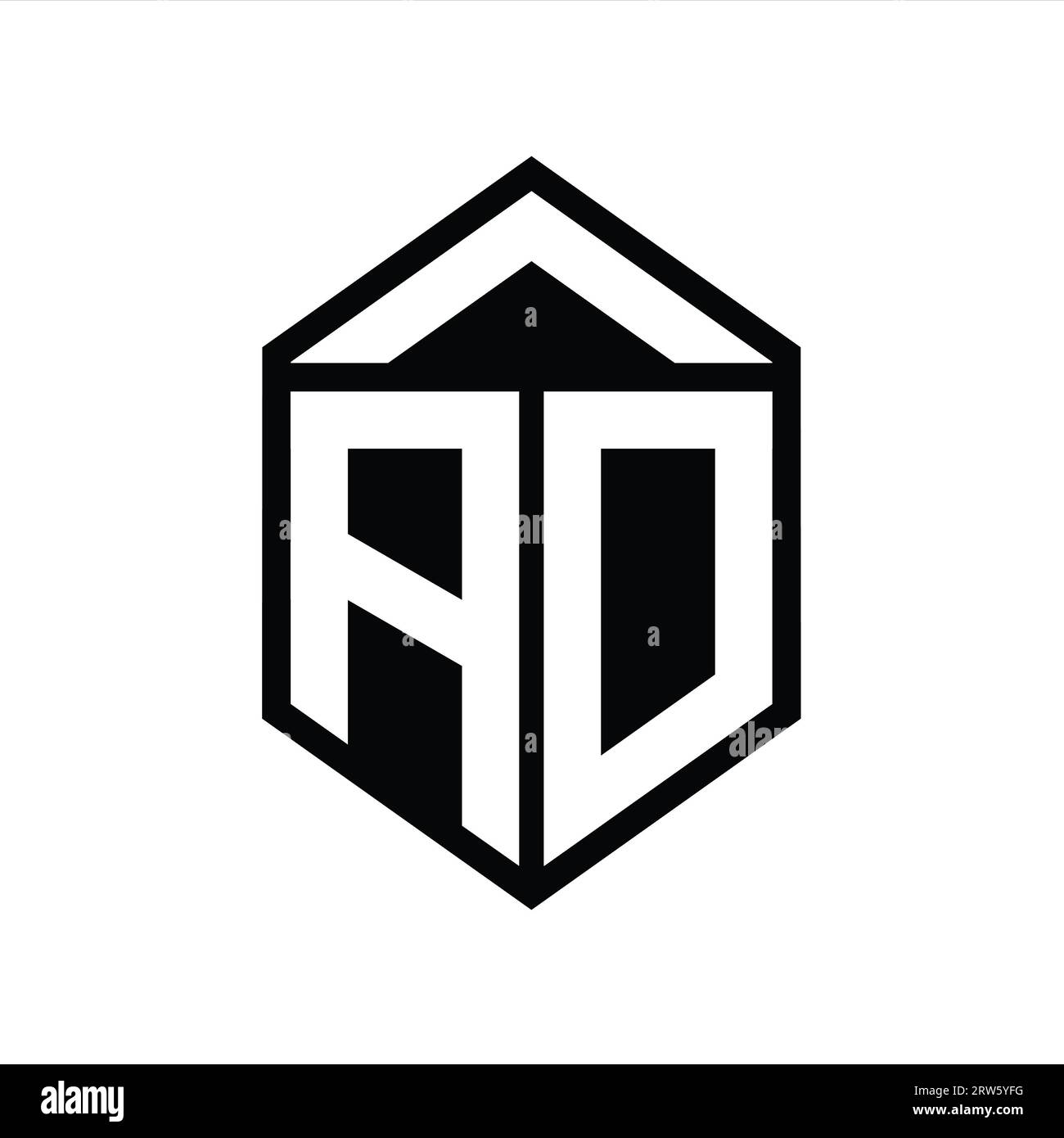 AD Letter Logo monogram simple hexagon shield shape isolated style ...