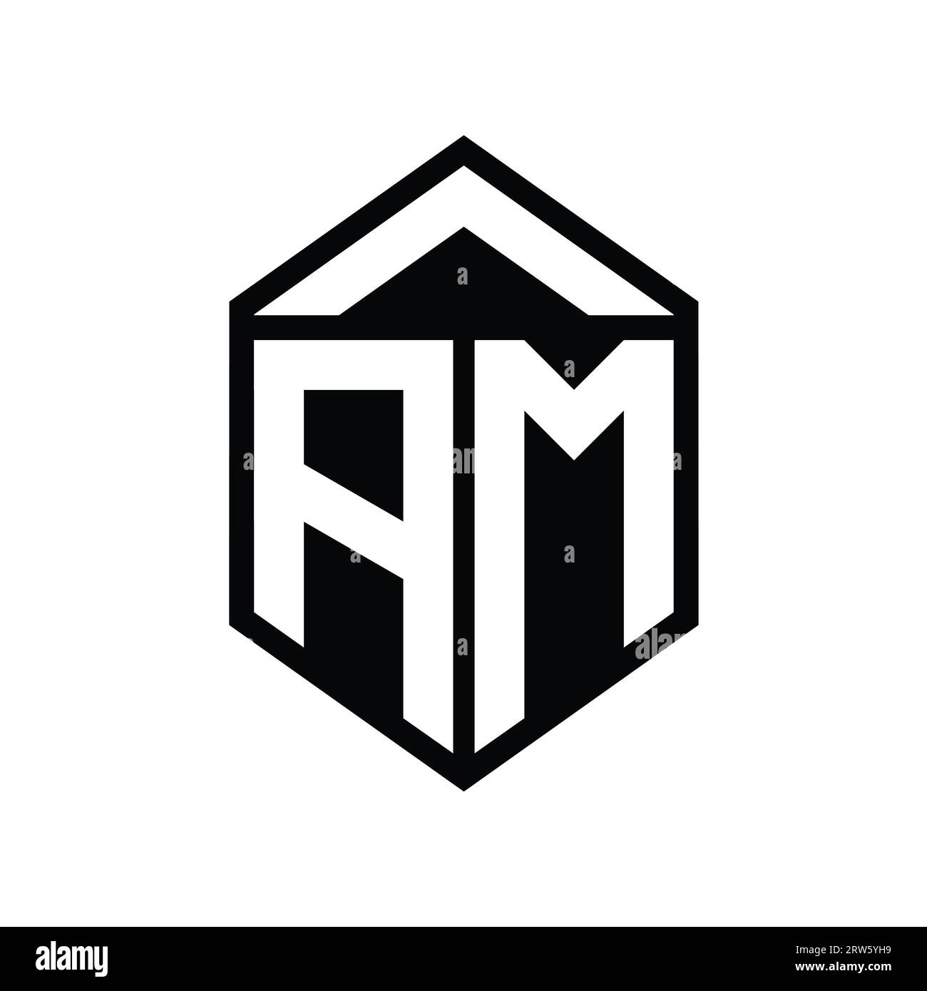 AM Letter Logo monogram simple hexagon shield shape isolated style ...