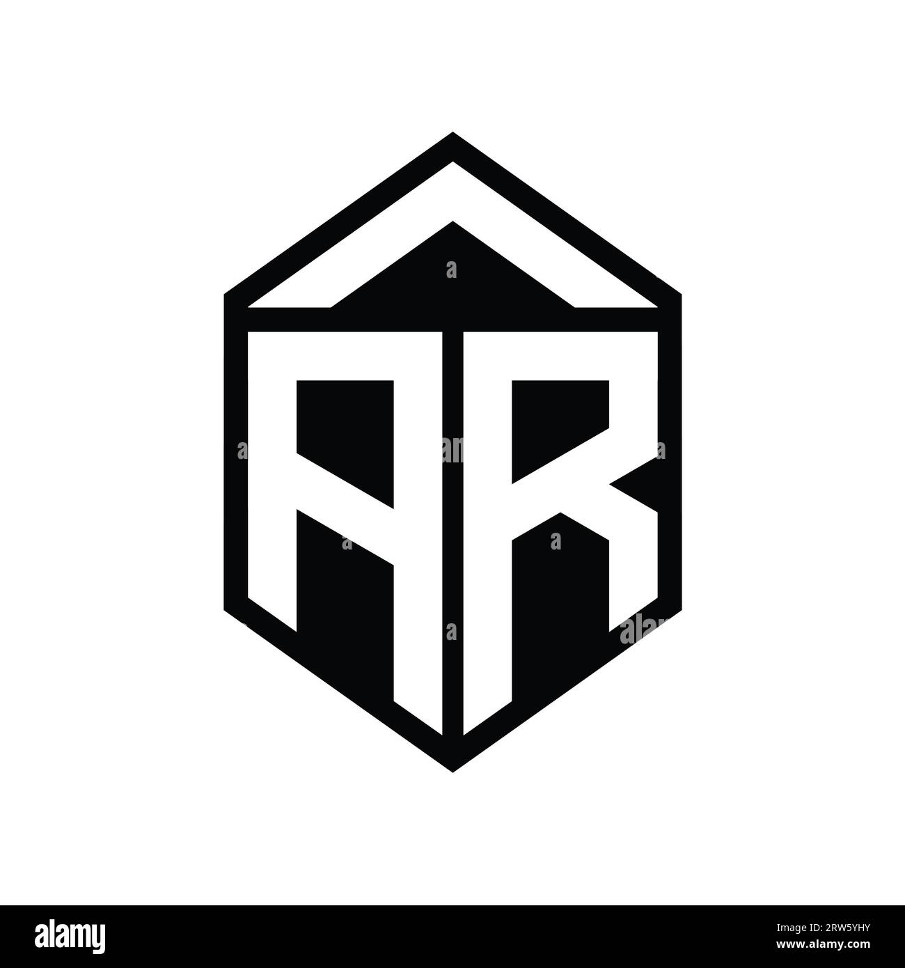 AR Letter Logo monogram simple hexagon shield shape isolated style ...