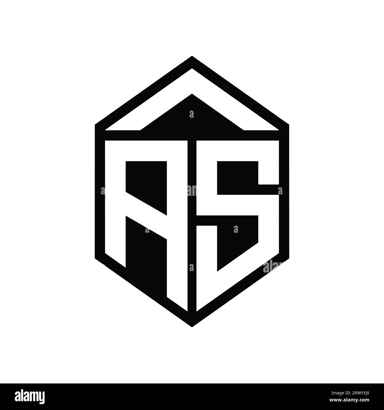 AS Letter Logo monogram simple hexagon shield shape isolated style design template Stock Photo ...