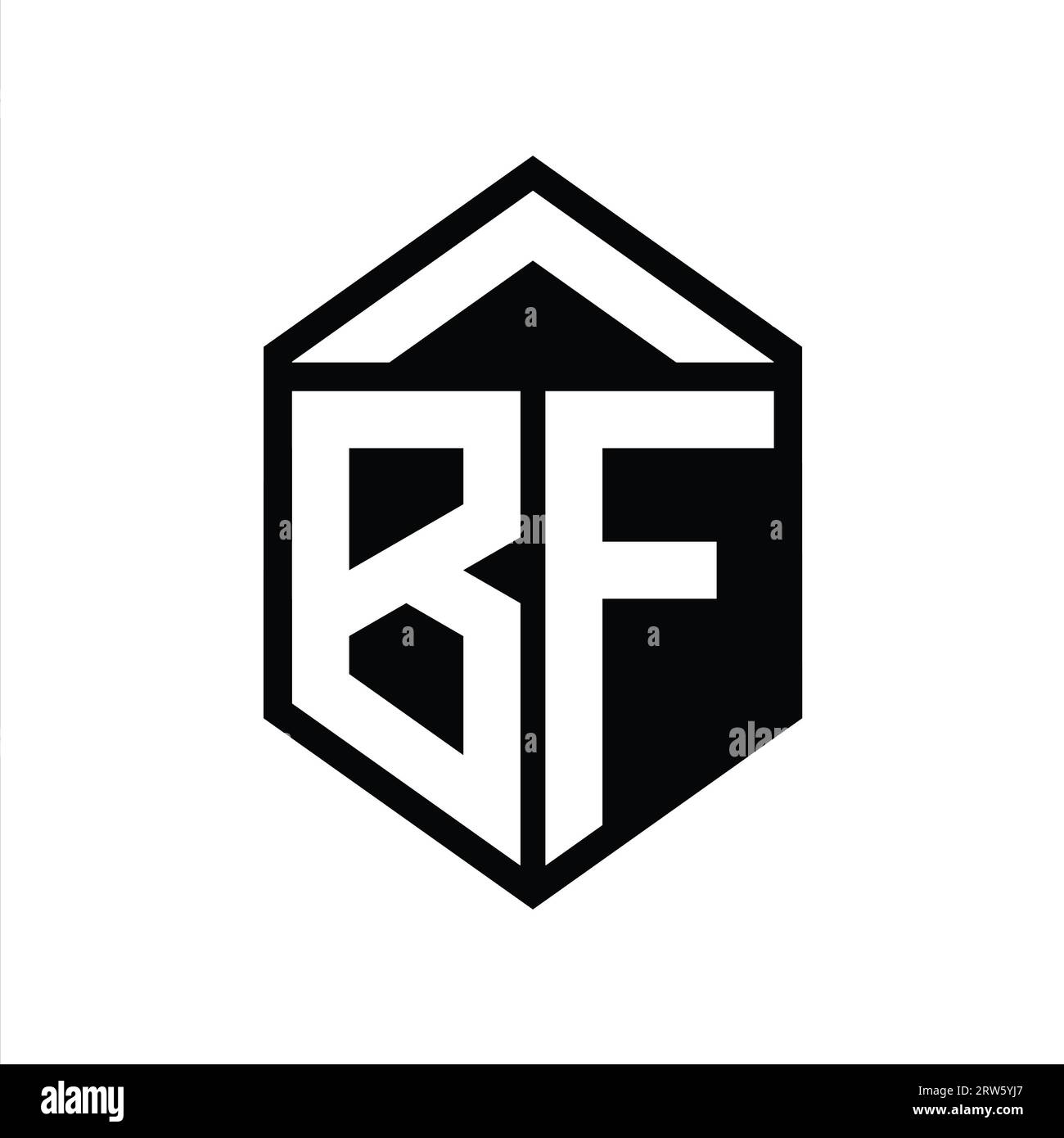 BF Letter Logo monogram simple hexagon shield shape isolated style ...
