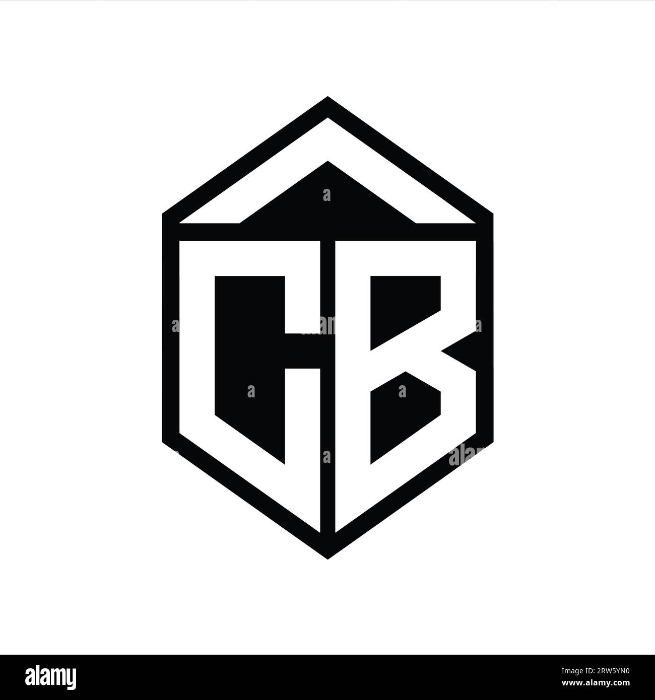 CB Letter Logo monogram simple hexagon shield shape isolated style ...
