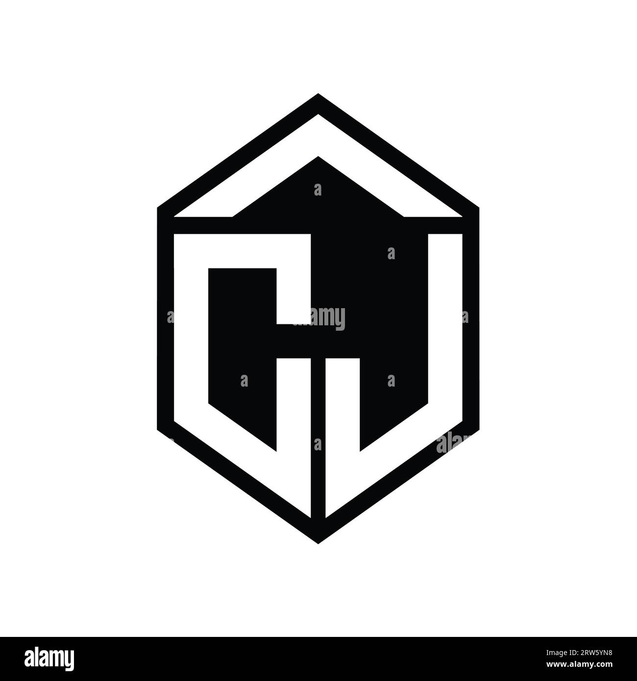 CJ Letter Logo monogram simple hexagon shield shape isolated style ...