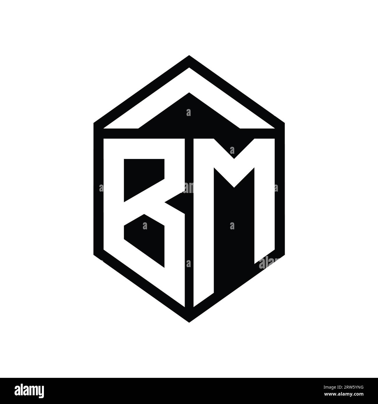 BM Letter Logo monogram simple hexagon shield shape isolated style design template Stock Photo ...