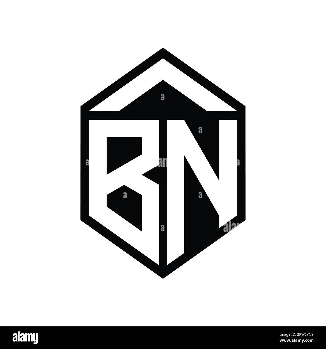 BN Letter Logo monogram simple hexagon shield shape isolated style ...