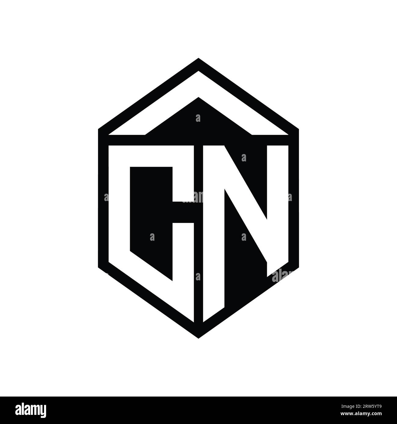 CN Letter Logo monogram simple hexagon shield shape isolated style design template Stock Photo ...