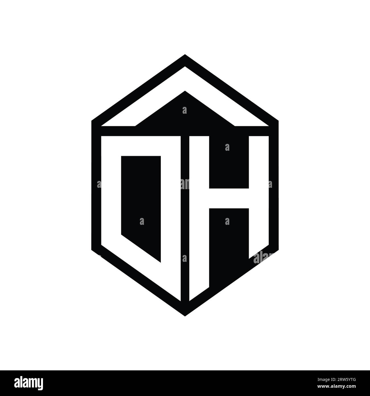 DH Letter Logo monogram simple hexagon shield shape isolated style ...