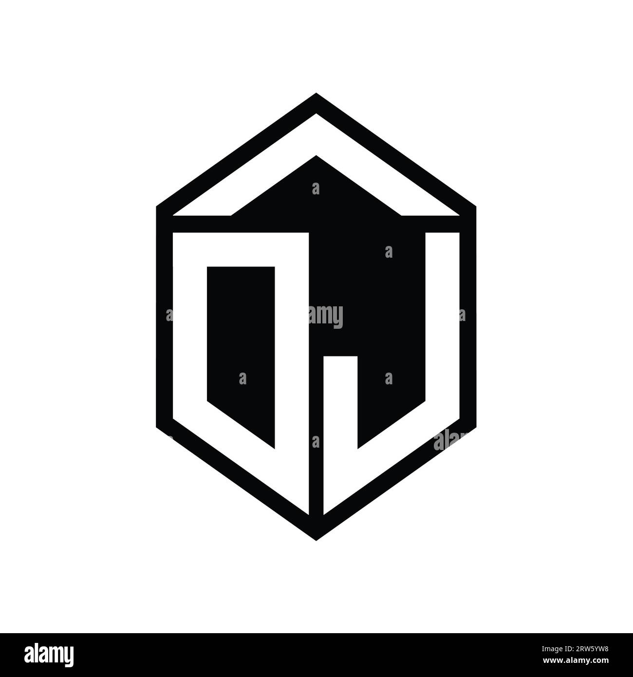DJ Letter Logo monogram simple hexagon shield shape isolated style ...