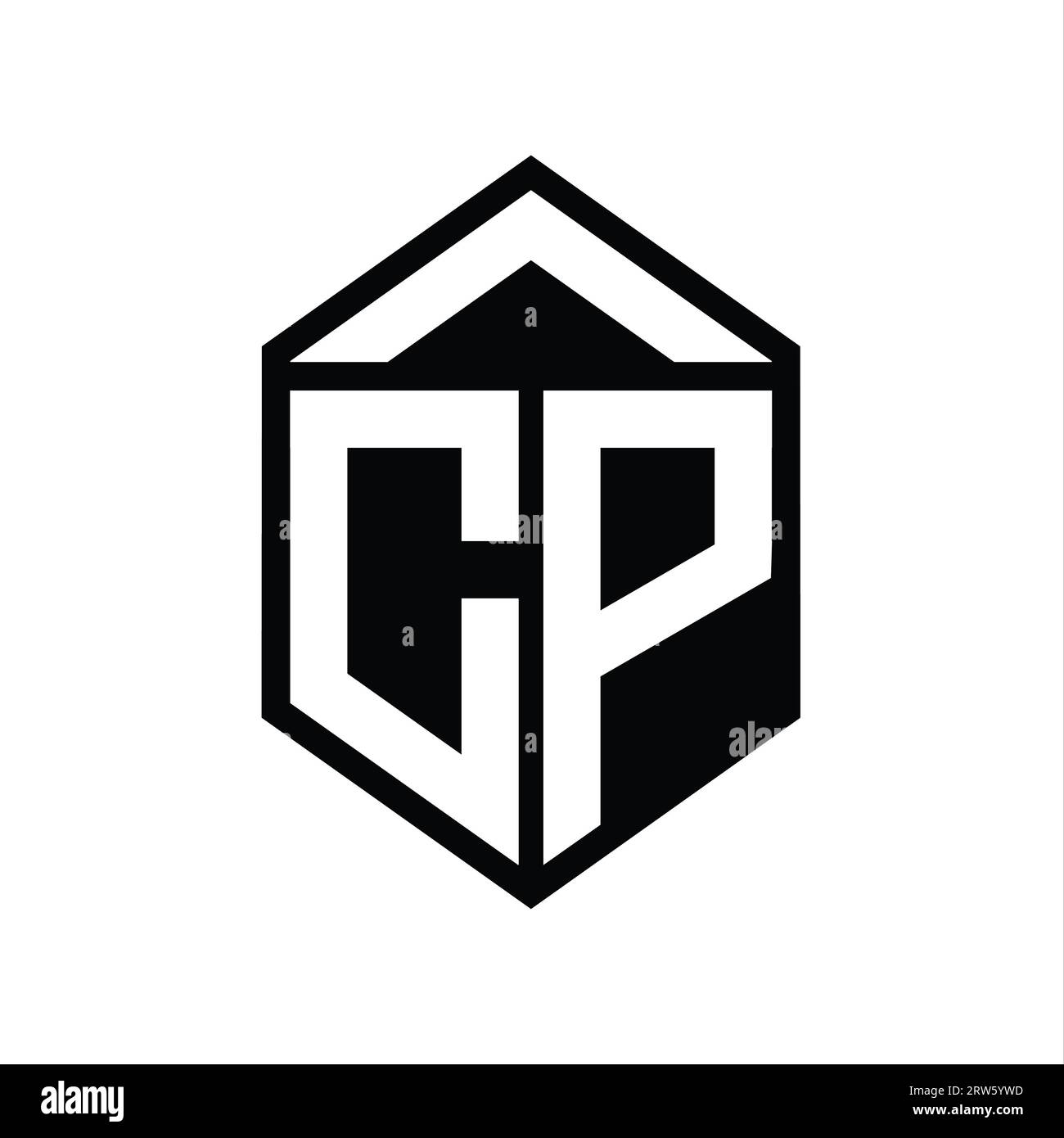 CP Letter Logo monogram simple hexagon shield shape isolated style ...