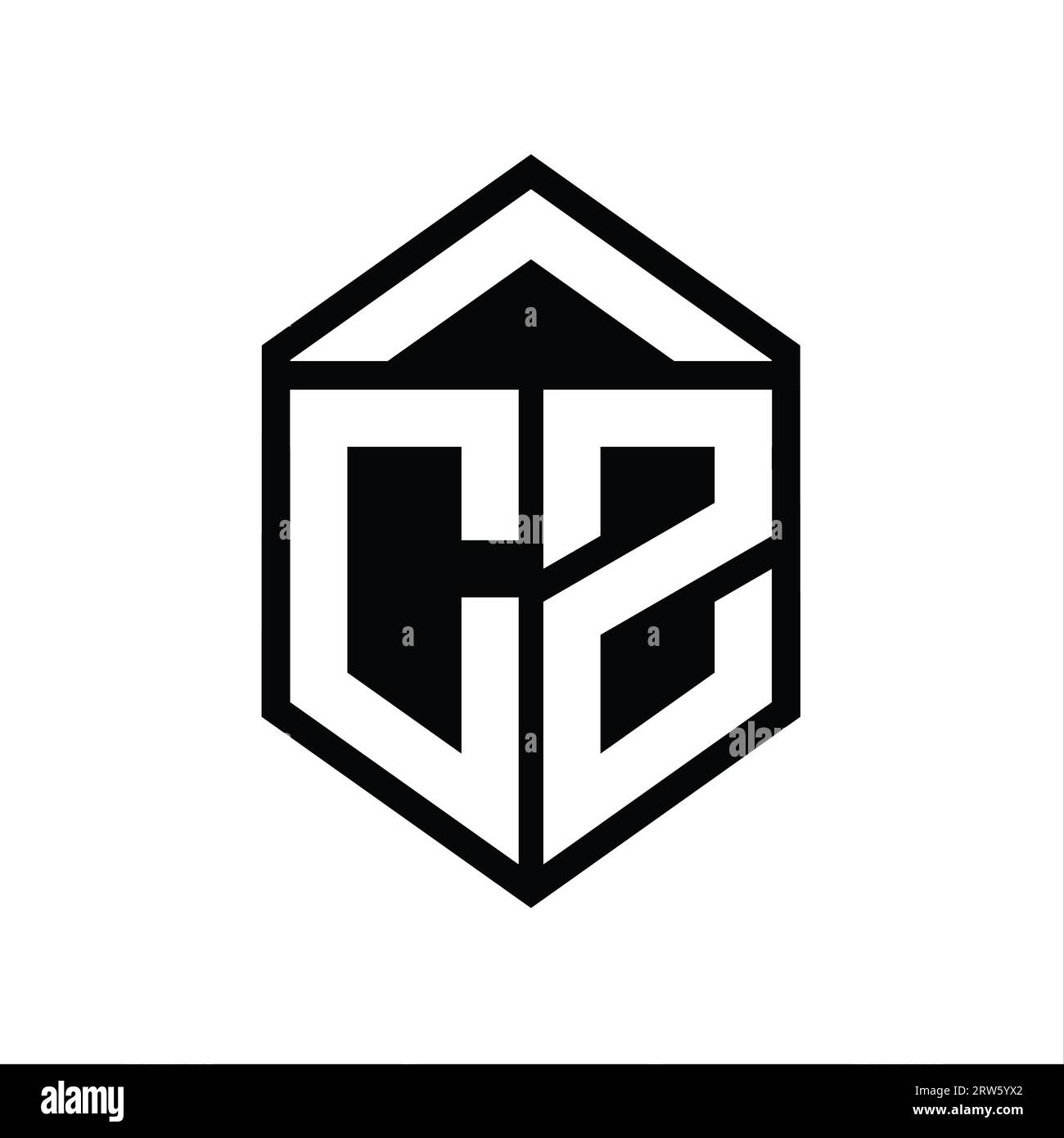 CZ Letter Logo monogram simple hexagon shield shape isolated style ...