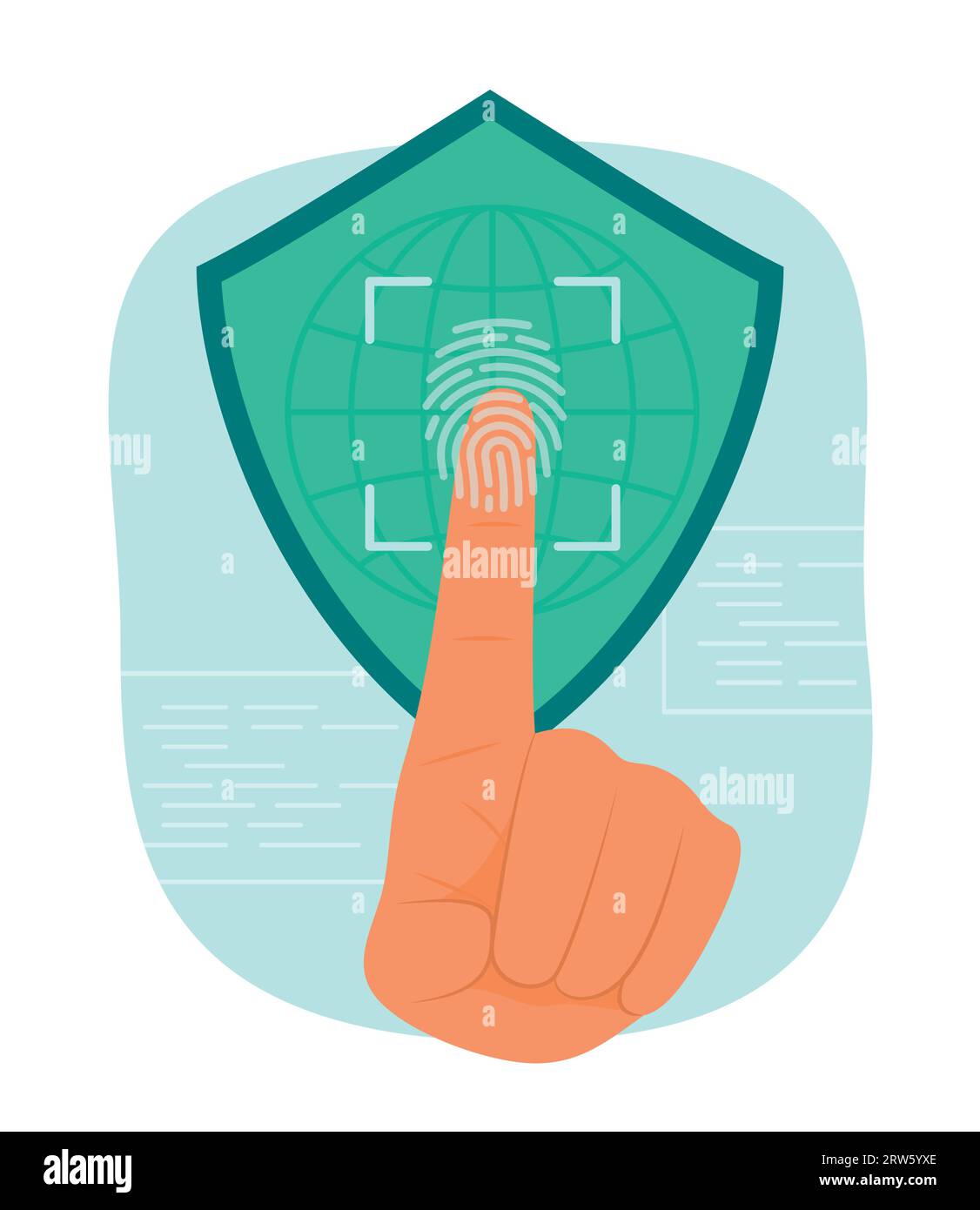 Biometric Fingerprint Scanning for Cyber Security Concept Illustration ...