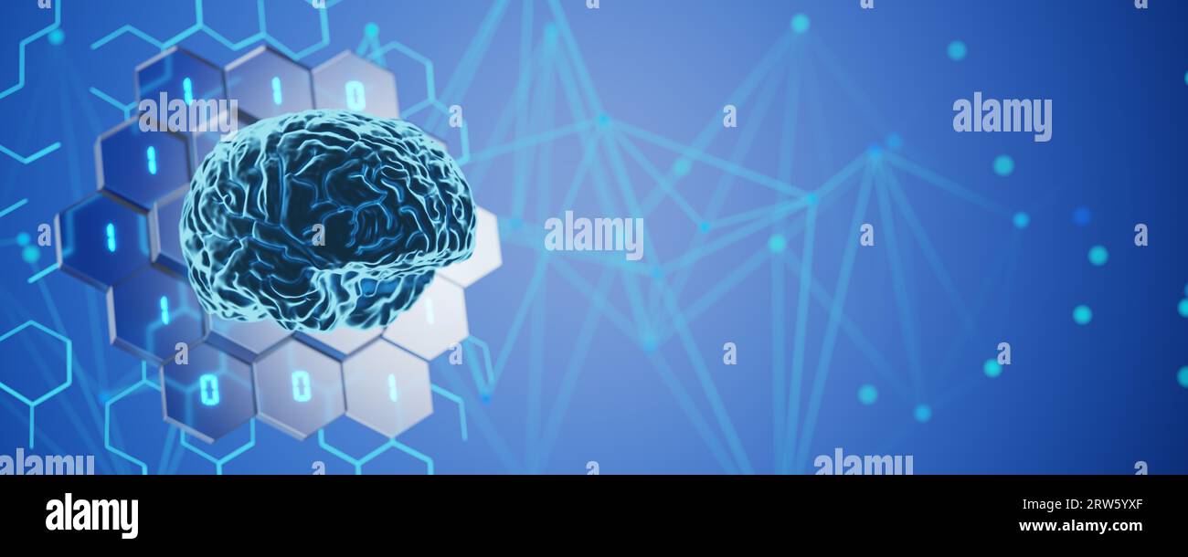 Neuro interface. Artificial brain. Artificial intelligence microprocessor. Training a neural ...