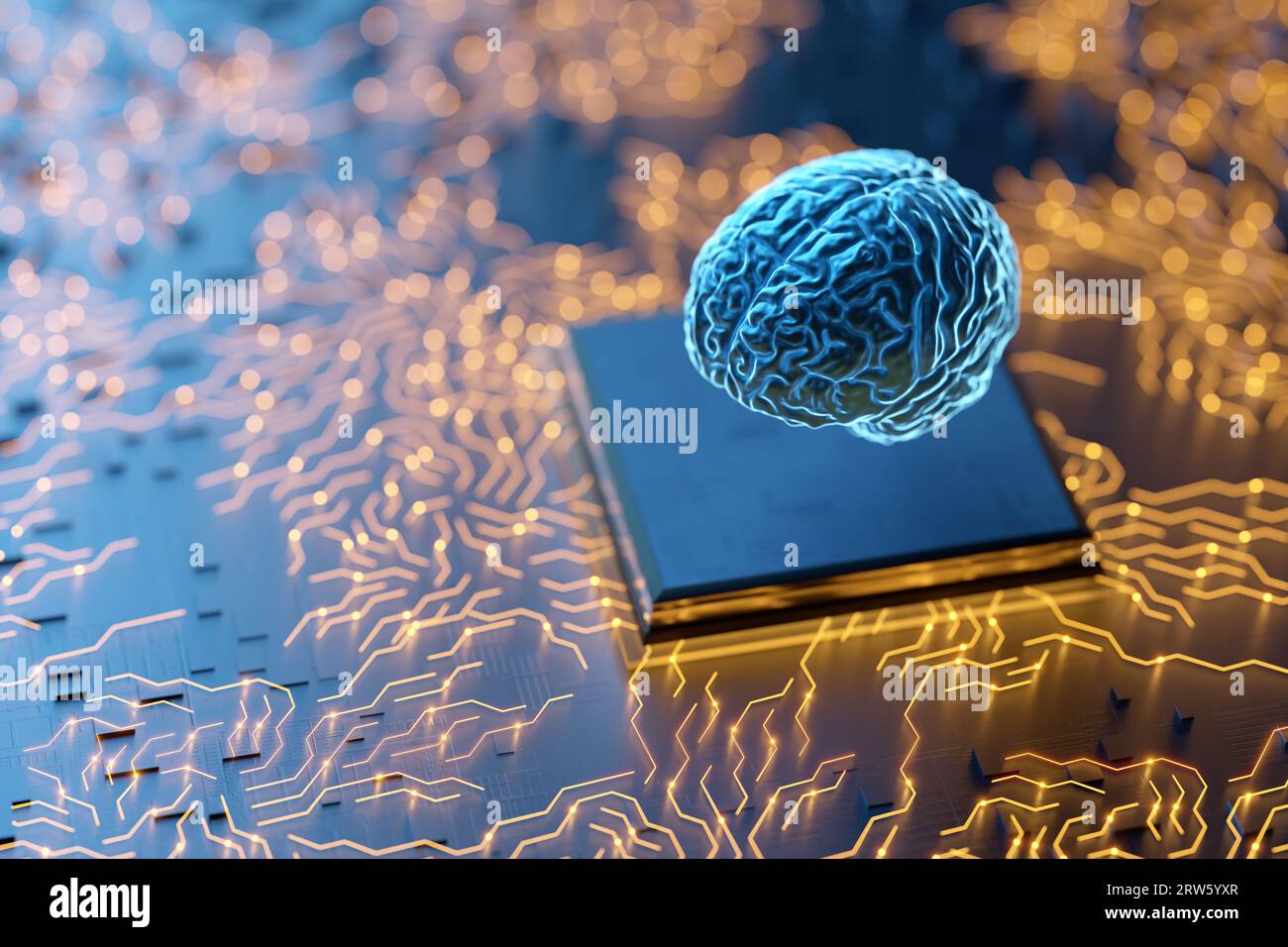 Neurochip. Neuro interface. Artificial brain. Artificial intelligence microprocessor. Training a ...