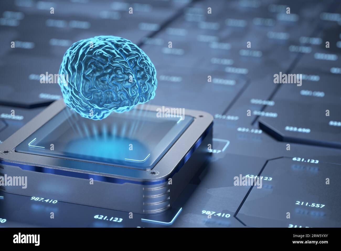 Artificial intelligence training. Neurochip. Neuro interface. Artificial brain. Artificial ...