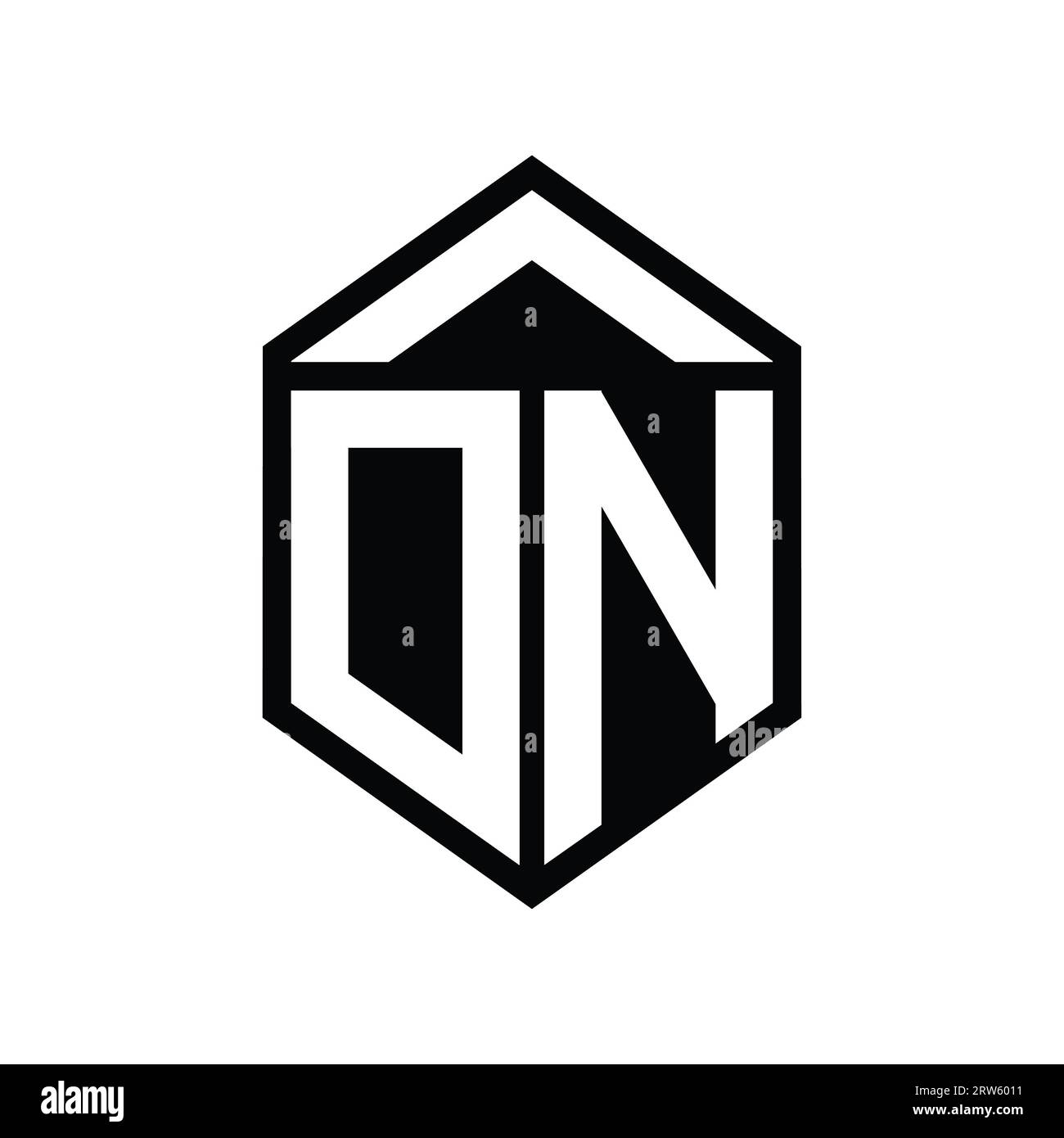 DN Letter Logo monogram simple hexagon shield shape isolated style ...