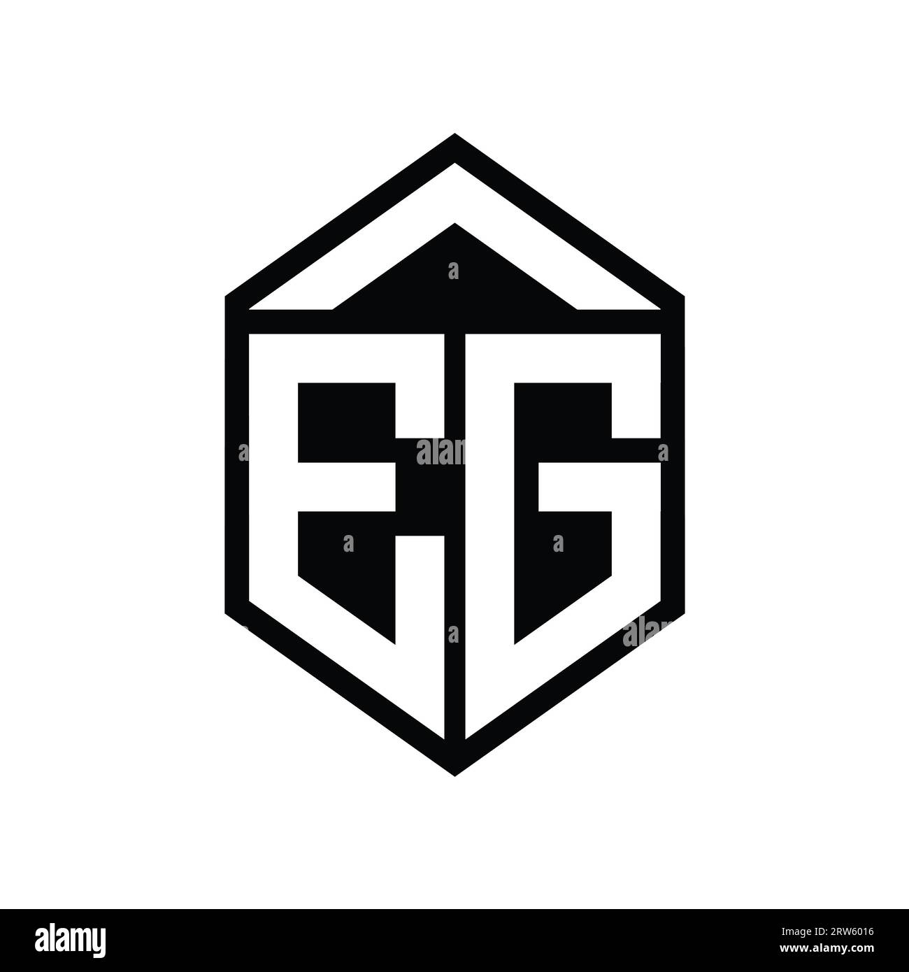 EG Letter Logo monogram simple hexagon shield shape isolated style ...