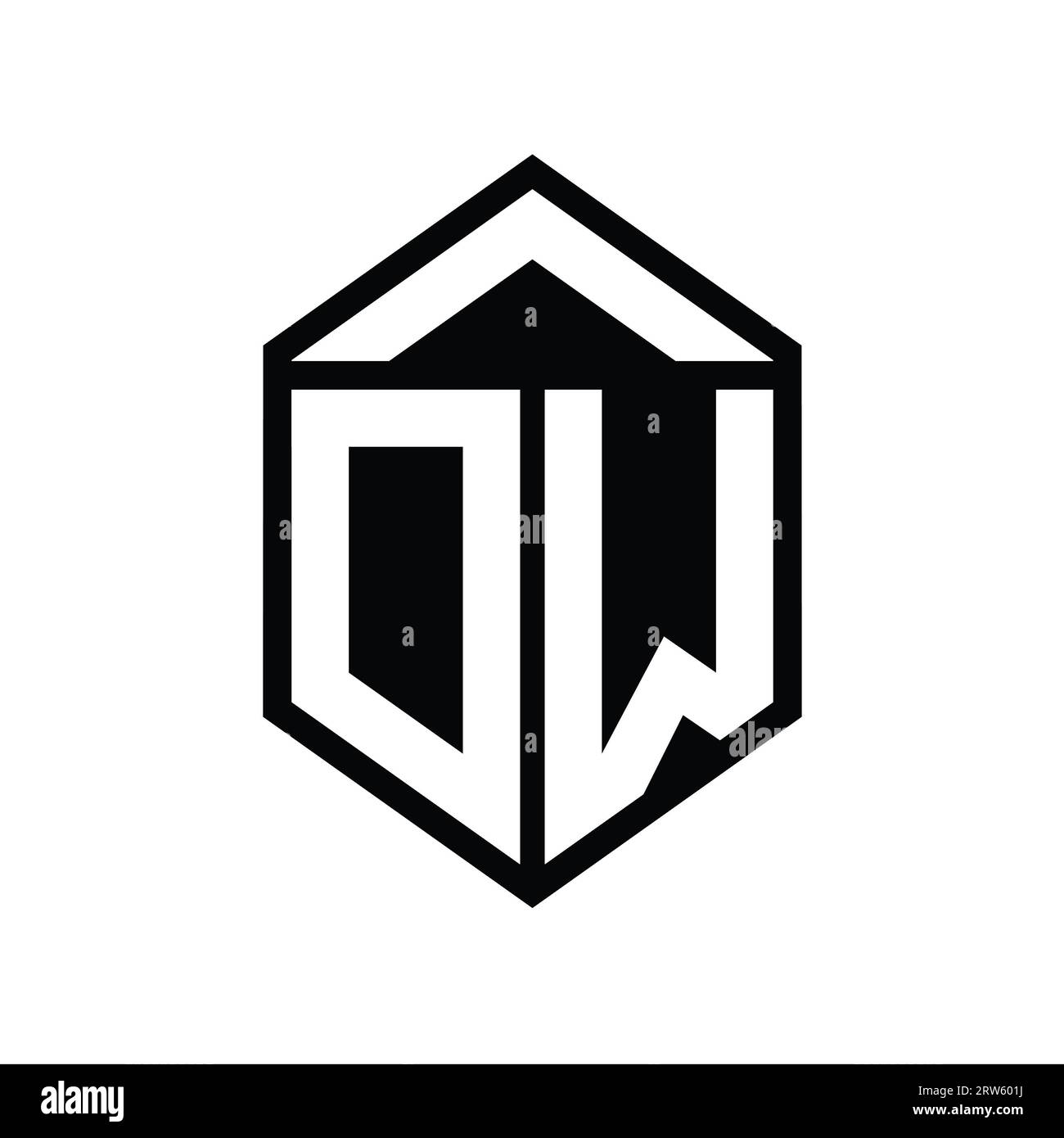 DW Letter Logo monogram simple hexagon shield shape isolated style ...