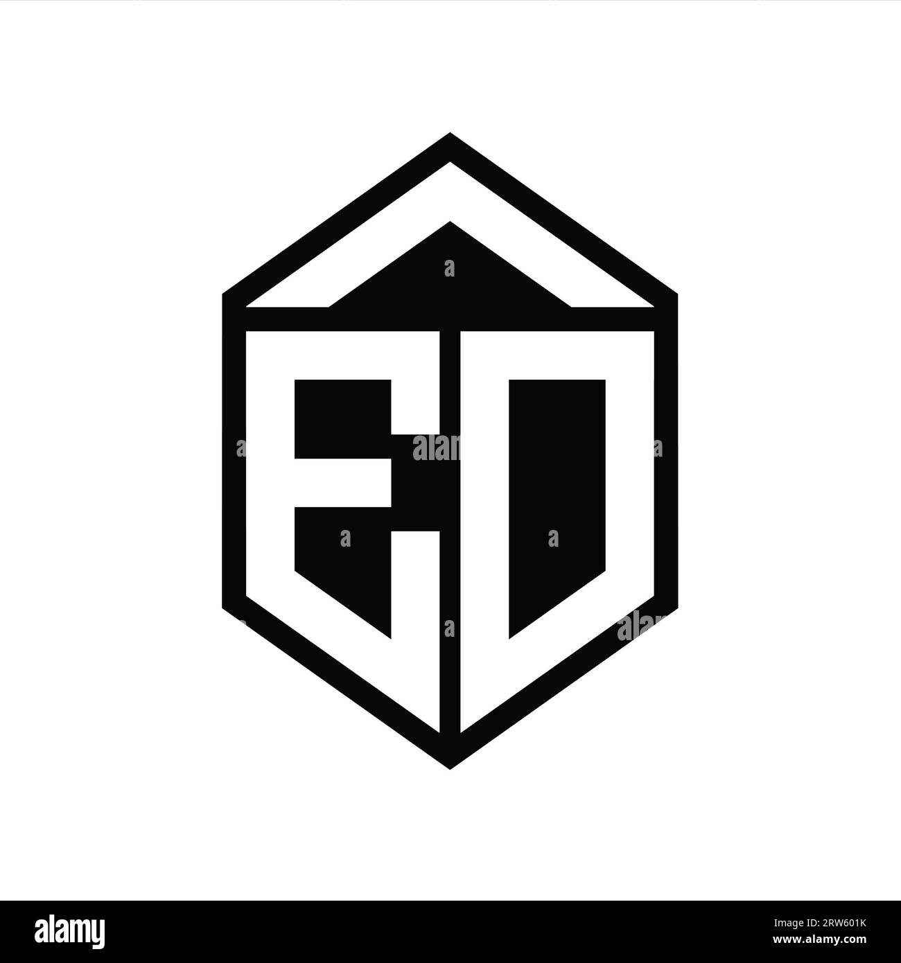 ED Letter Logo monogram simple hexagon shield shape isolated style ...