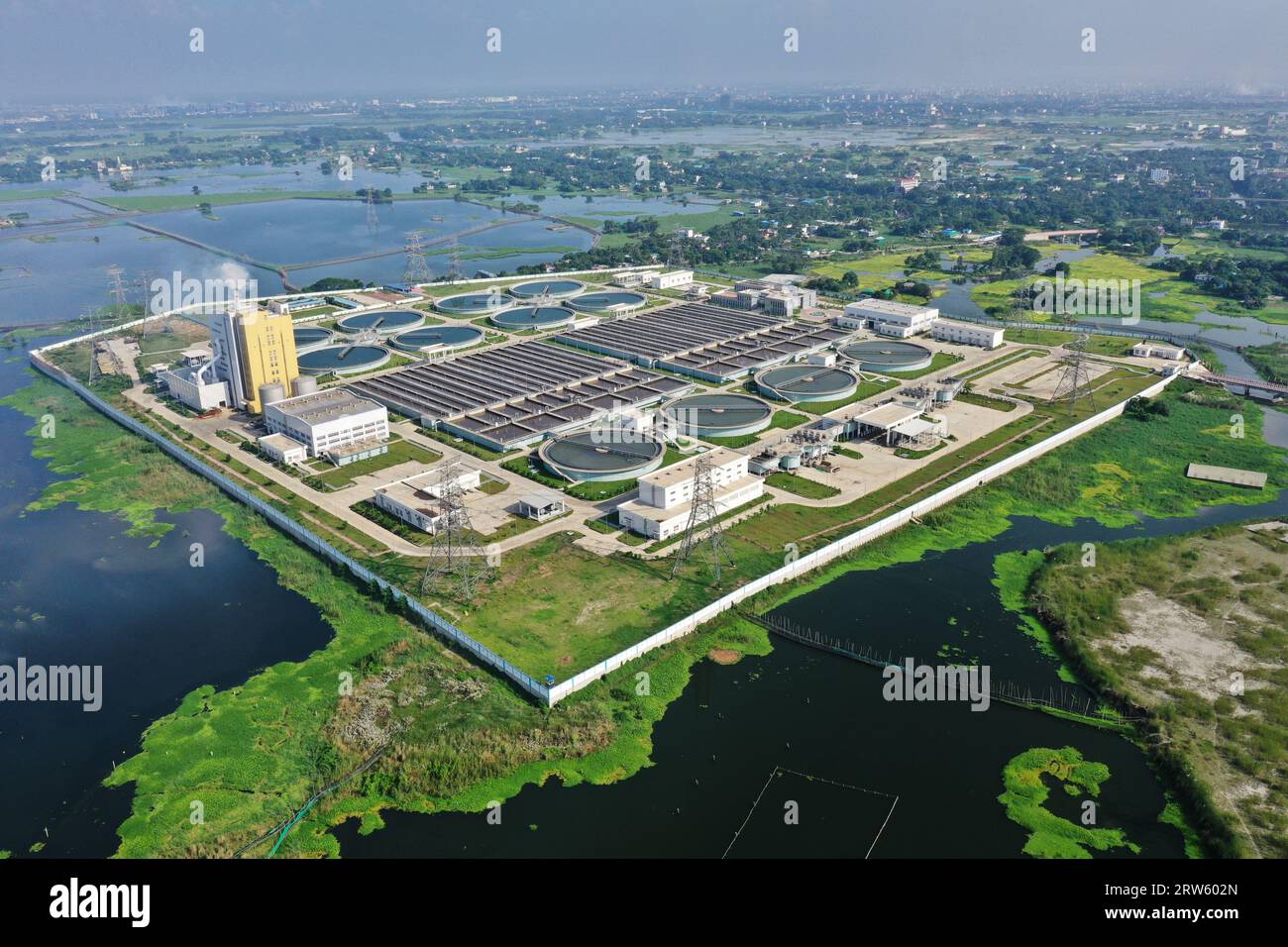 Dhaka, Bangladesh - September 16, 2023: The Dasherkandi Sewage Treatment Plant at khilgaon in ...