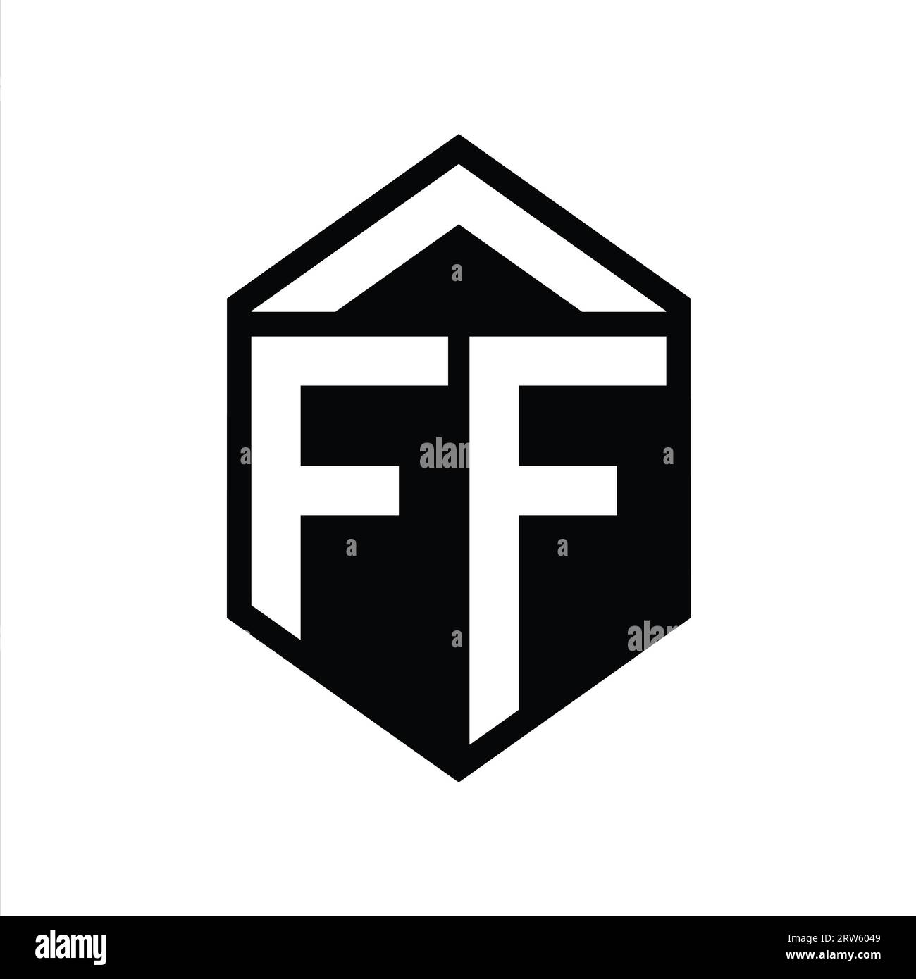 FF Letter Logo monogram simple hexagon shield shape isolated style ...