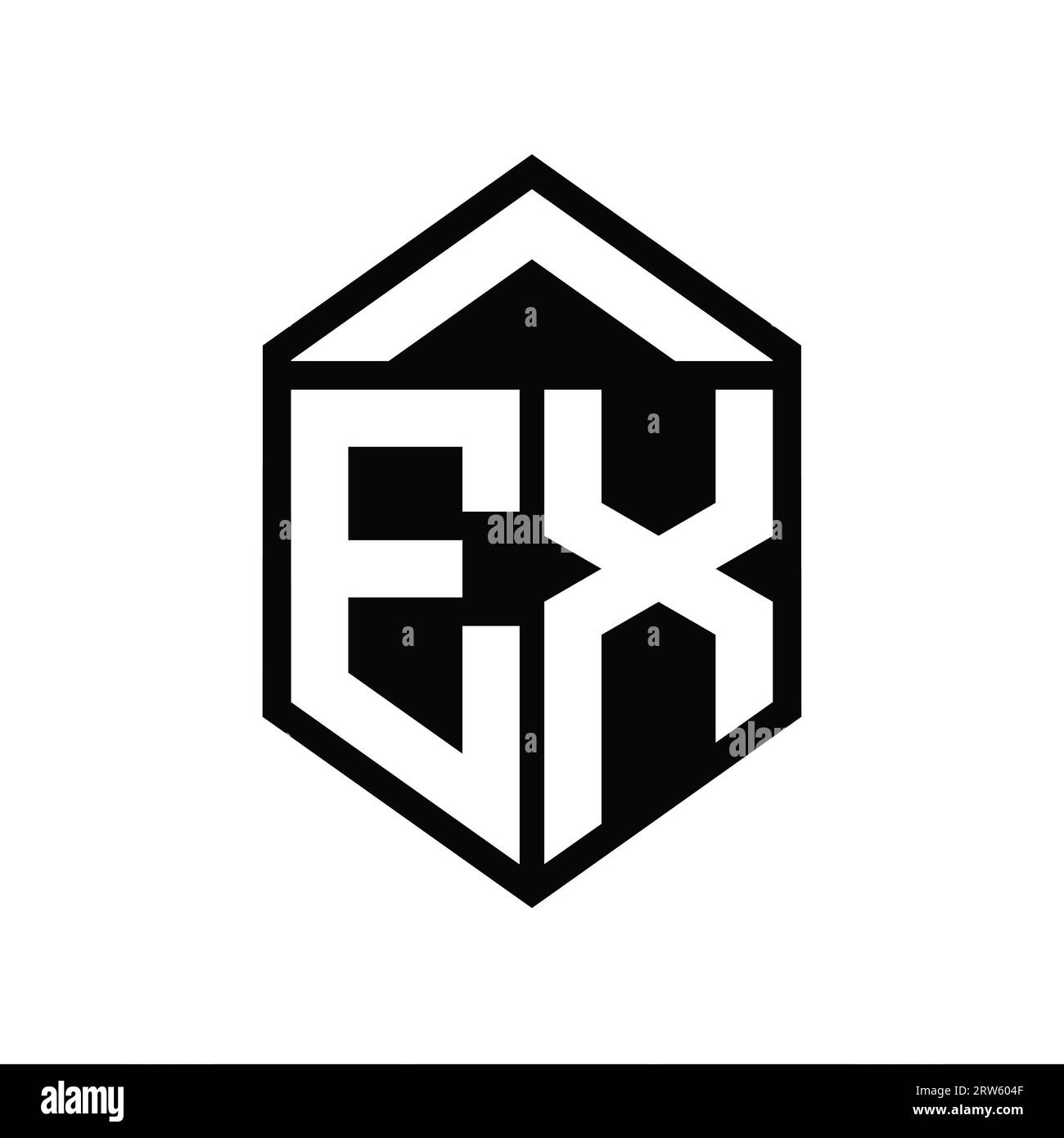EX Letter Logo monogram simple hexagon shield shape isolated style ...