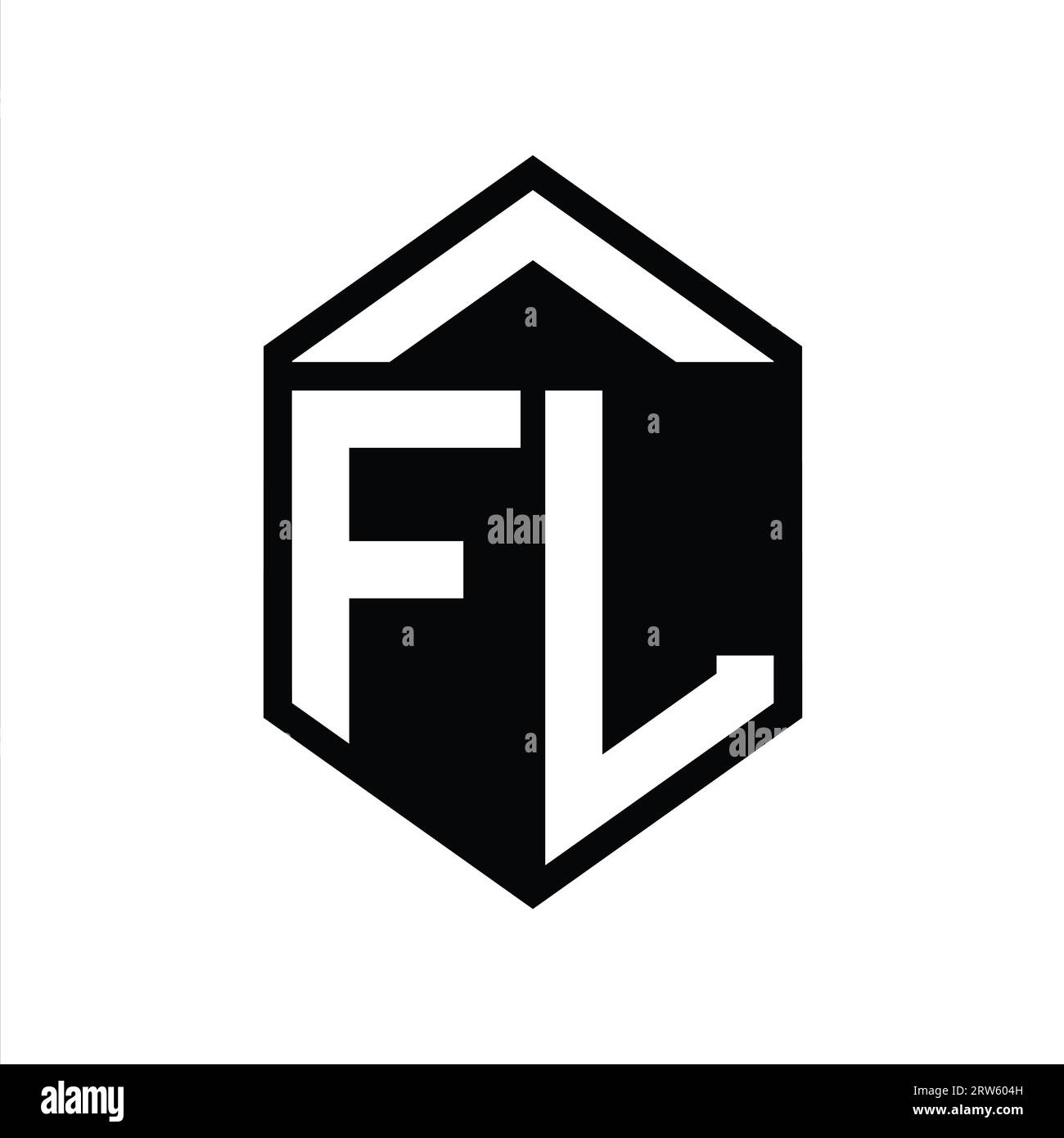 FL Letter Logo monogram simple hexagon shield shape isolated style ...