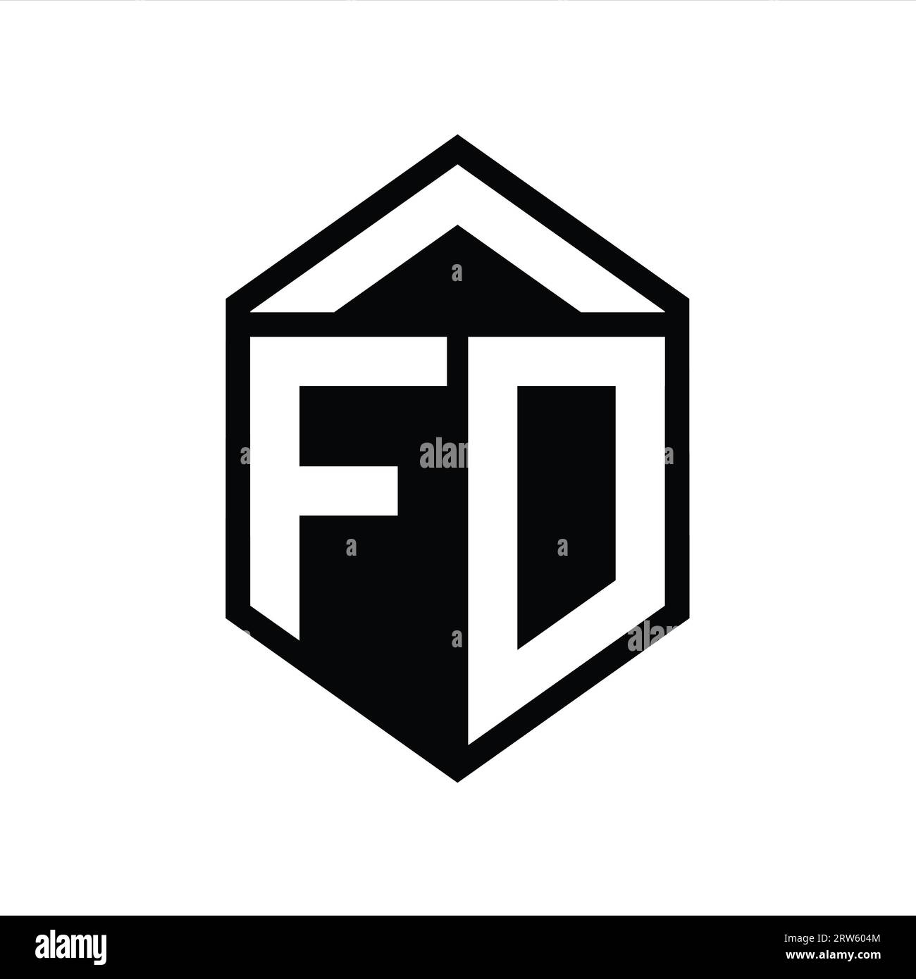 FD Letter Logo monogram simple hexagon shield shape isolated style design template Stock Photo ...