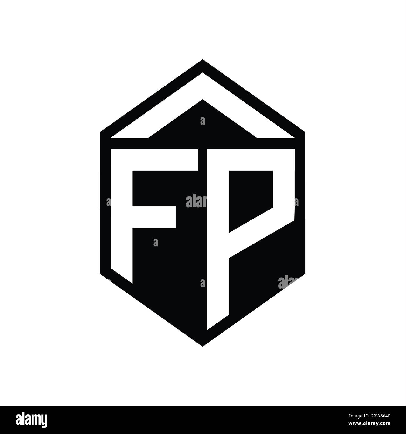 FP Letter Logo monogram simple hexagon shield shape isolated style ...
