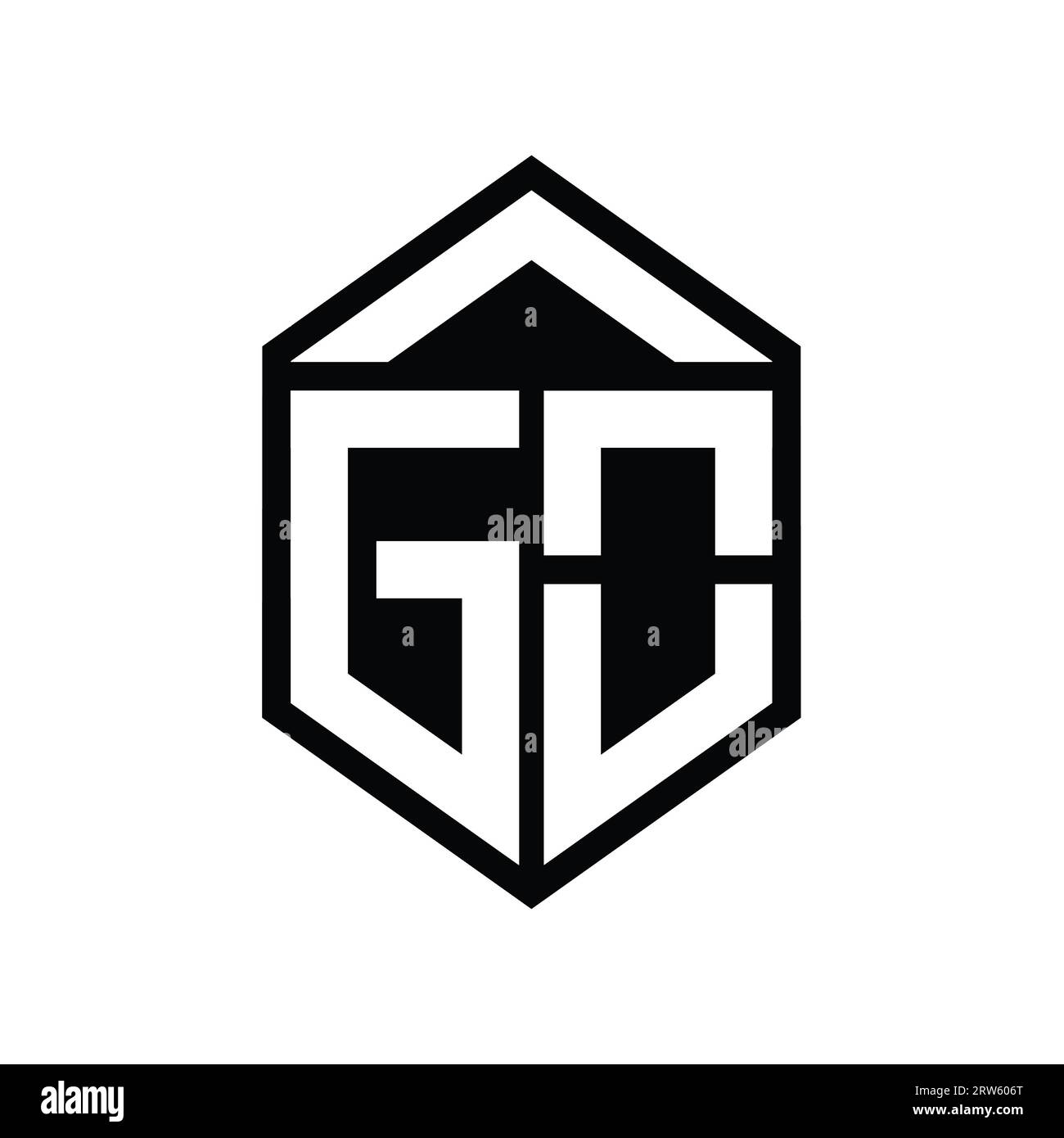 GO Letter Logo monogram simple hexagon shield shape isolated style ...