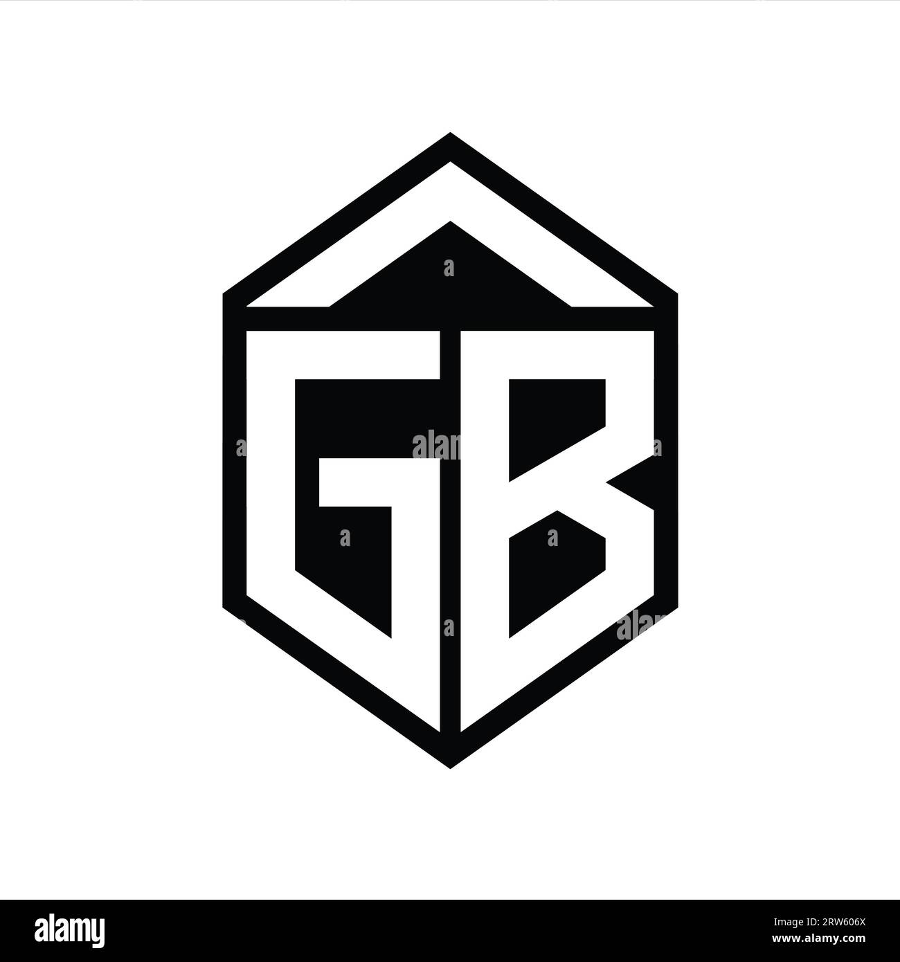 GB Letter Logo monogram simple hexagon shield shape isolated style ...