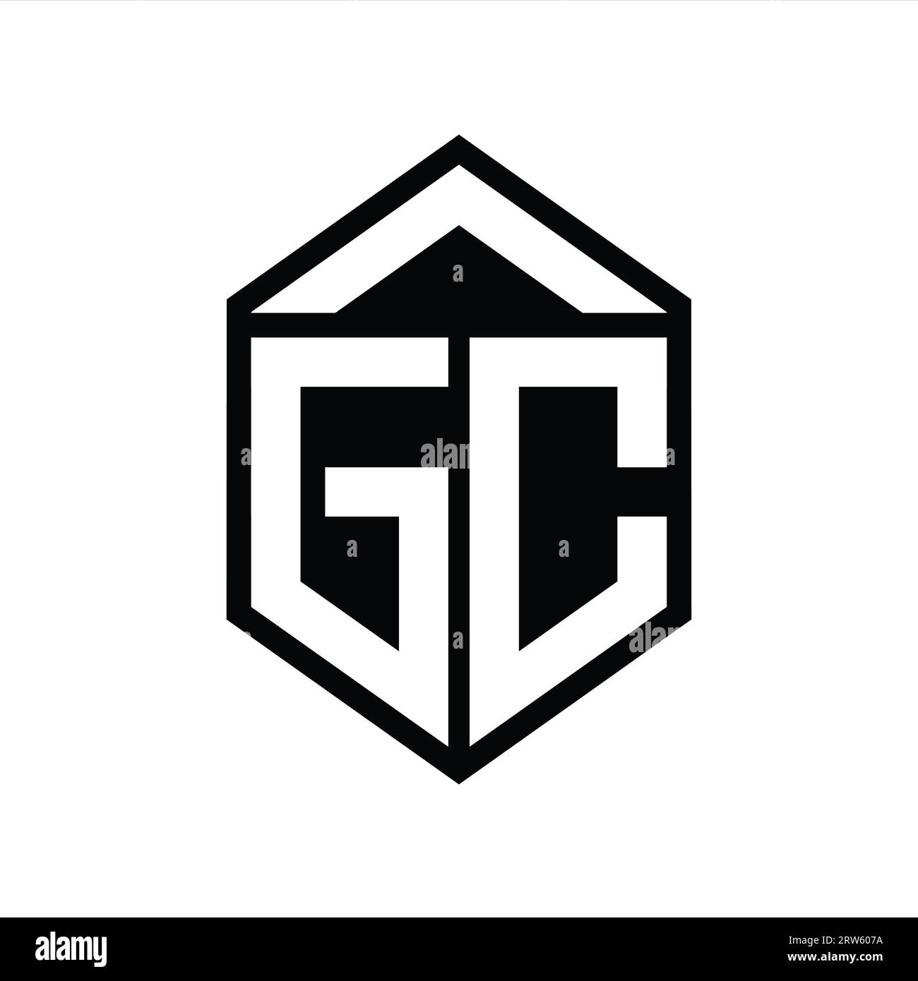 GC Letter Logo monogram simple hexagon shield shape isolated style ...
