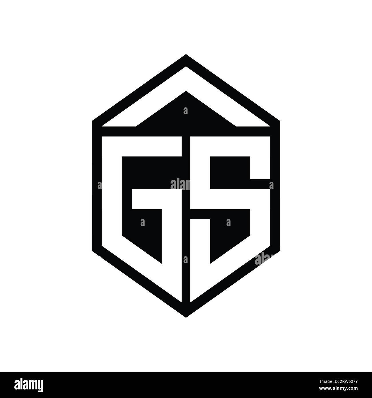 GS Letter Logo monogram simple hexagon shield shape isolated style ...