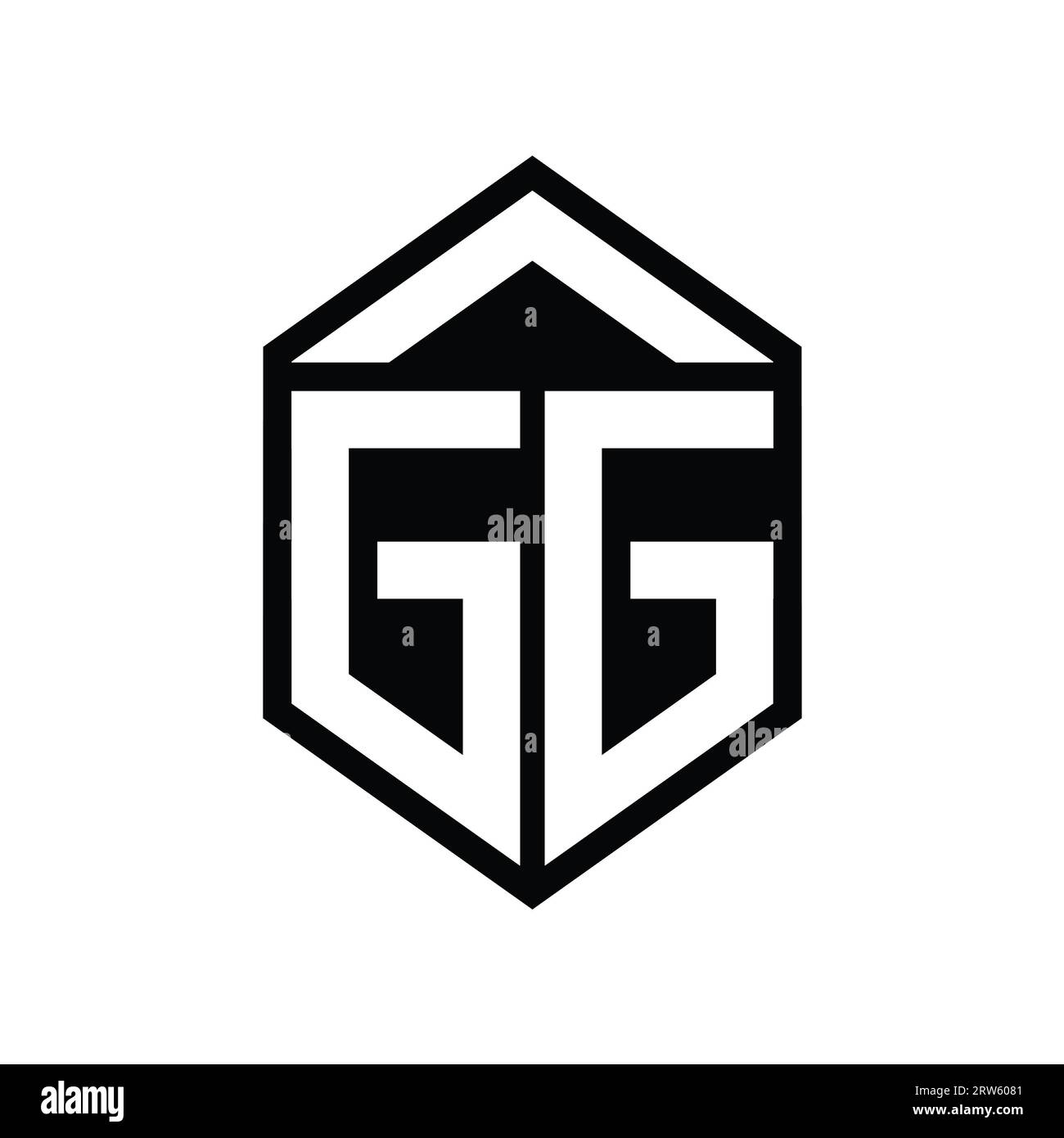GG Letter Logo monogram simple hexagon shield shape isolated style ...