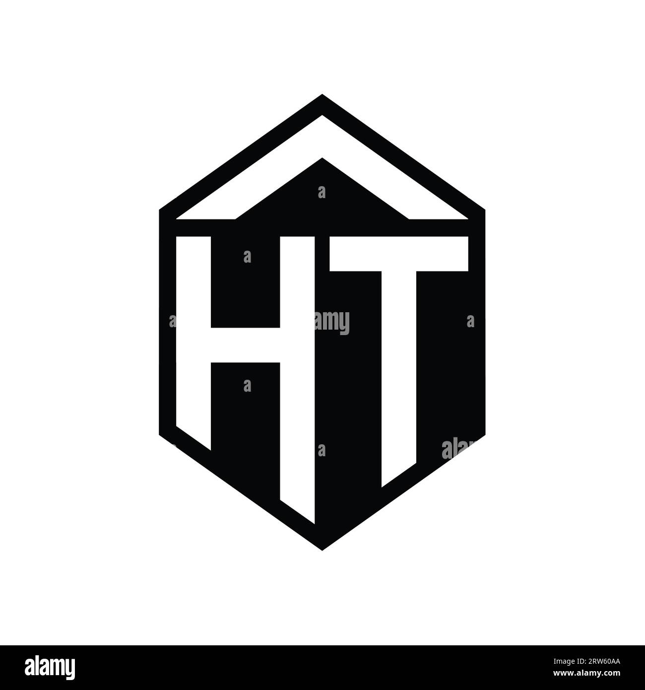 HT Letter Logo monogram simple hexagon shield shape isolated style ...
